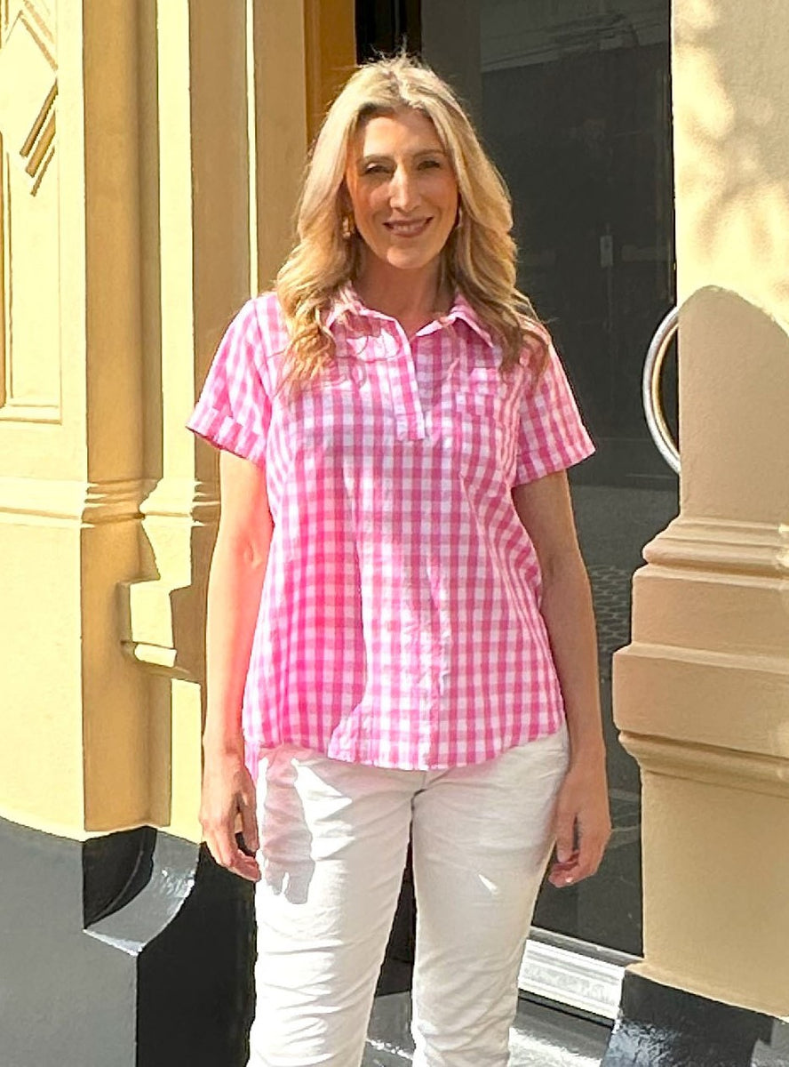 Knox Top - Pink Check – Zoe Moss